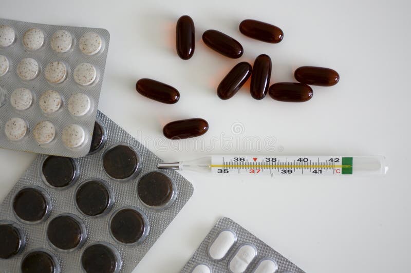 Multi-colored Tablets of Different Shapes with Medical Effects and ...
