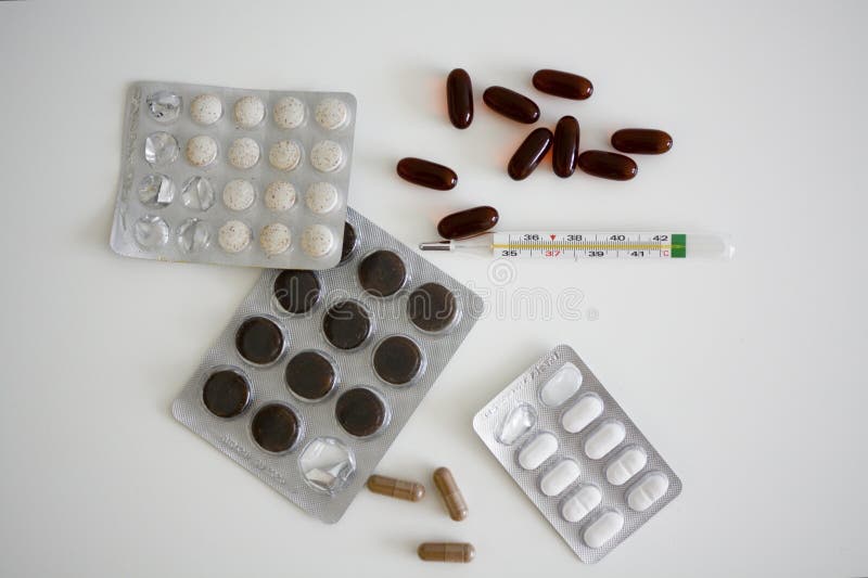 Multi-colored Tablets of Different Shapes with Medical Effects and ...