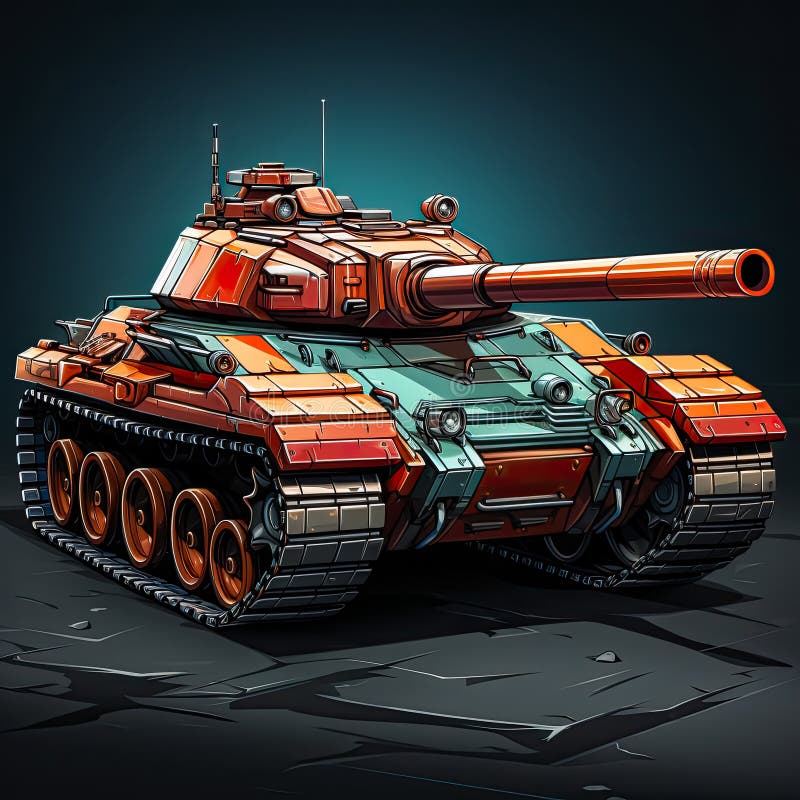 A Multi-colored Tank Stands in Studio on Blue Background Stock ...