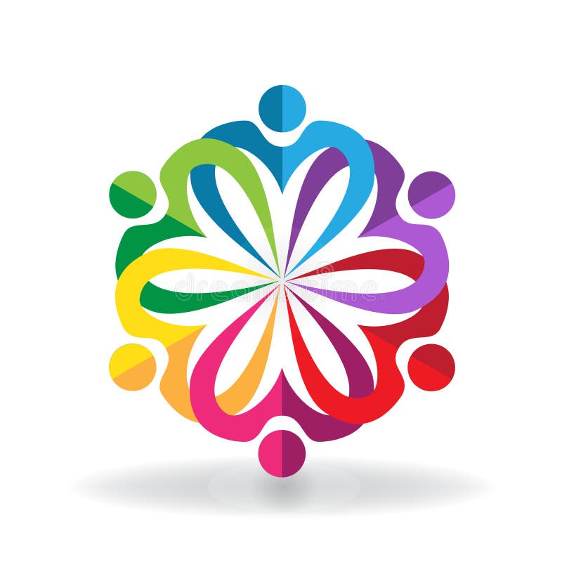 Multi-colored Teamwork People, Caring Group, Vector Icon Stock Vector ...