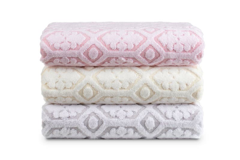 Multi-colored Terry Cotton Bath Towels, Isolated Stock Photo - Image of ...
