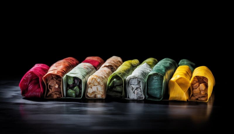 Multi Colored Textile Collection Stacked in Rows on Wood Flooring ...