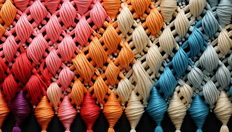 Multi Colored Thread Spools Create Vibrant Striped Patterns for Sewing ...