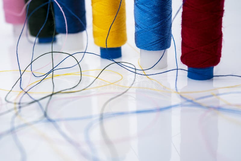 Multi-colored Threads on Bobbins Stock Image - Image of design, blue ...