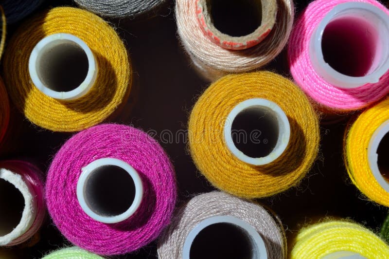 Multi Colored Threads with Coils. Close Up Stock Photo - Image of ...