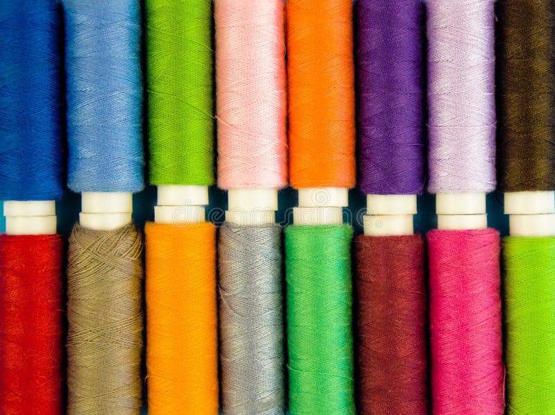 Multi-colored Threads in Spools, Sewing Stock Photo - Image of macro ...