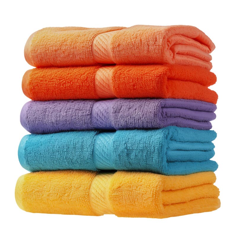 Multi-colored Towels are Cut on a White or Transparent Background ...