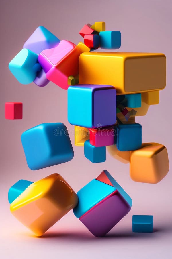 Multi-Colored Toy Blocks on Colorful Studio Background with Variation ...