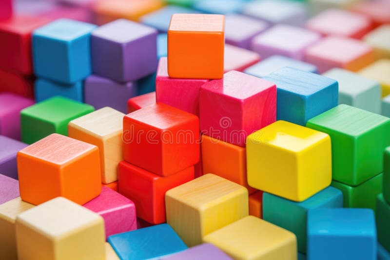 Multi-colored Toy Blocks Stacked Neatly Stock Image - Image of ...