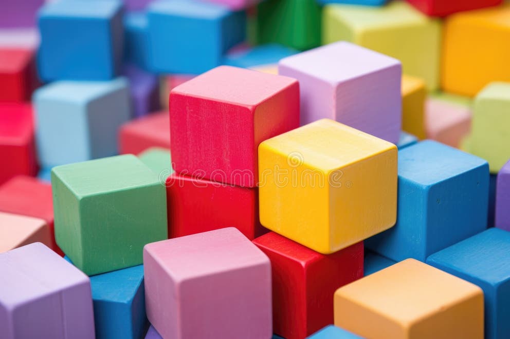Multi-colored Toy Blocks Stacked Neatly Stock Photo - Image of ...