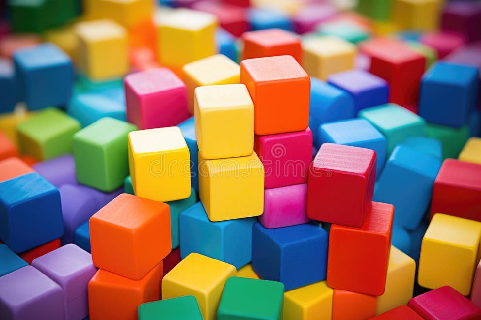 Multi-colored Toy Blocks Stacked Neatly Stock Image - Image of ...