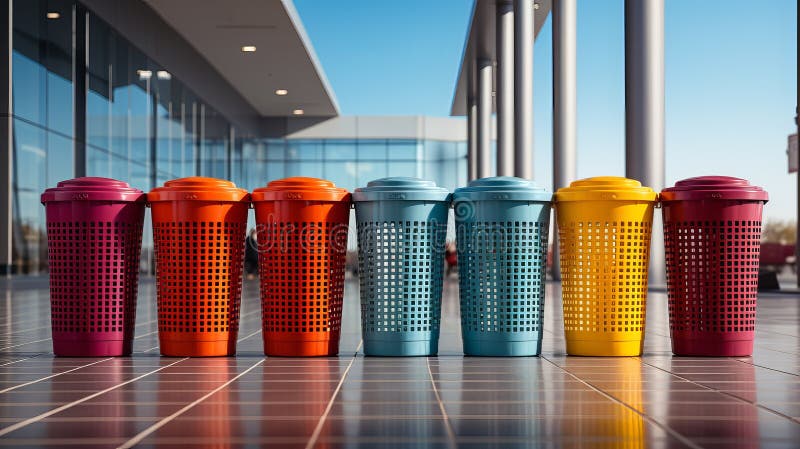 Multi-colored Trash Cans Several Pieces of Different Colors Generative ...