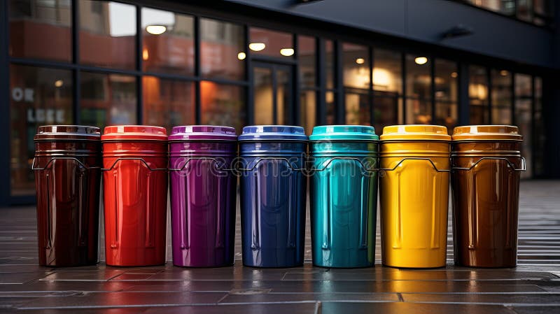Multi-colored Trash Cans Several Pieces of Different Colors Generative ...
