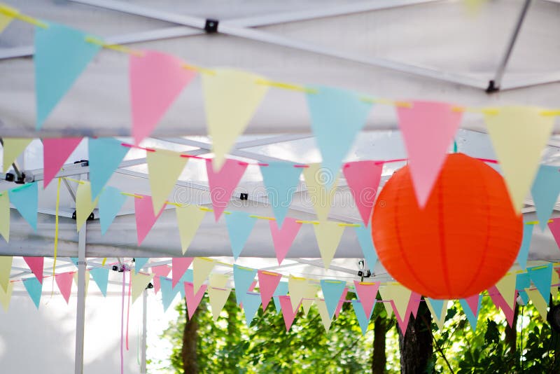Multi-colored Triangle Paper Flags Stock Photo - Image of line, color ...