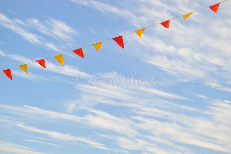 Multi Colored Triangular Flags Hanging in the Sky Stock Image - Image ...