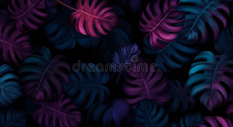 Multi Colored Tropical Leaves Background Stock Illustration ...