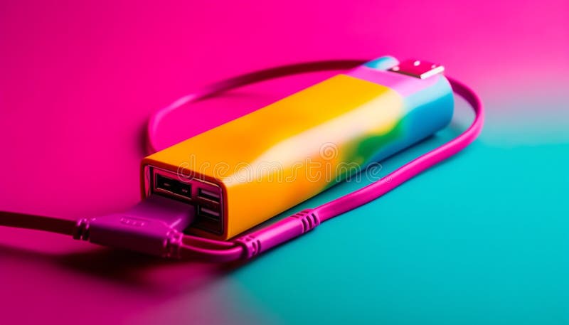 Multi Colored USB Cable Connects Computer To Power Supply for Charging ...