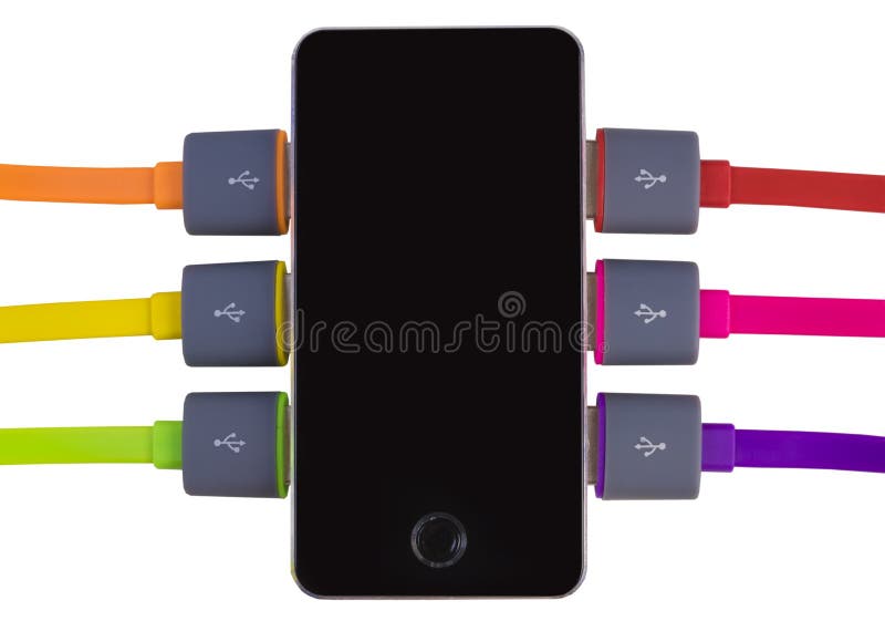 Multi-colored USB in hub stock image. Image of color - 58701301