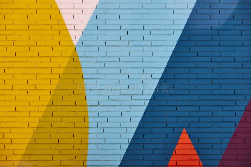 Multi Colored Vivid Textured Background. Colored Brick Wall. Horizontal ...