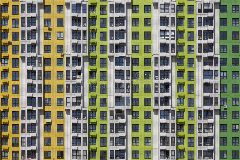 Multi-colored Wall of an Apartment Building with the Same Type of ...