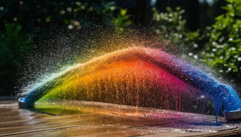 Multi Colored Water Spraying, Vibrant Celebration Fun Generated by AI ...