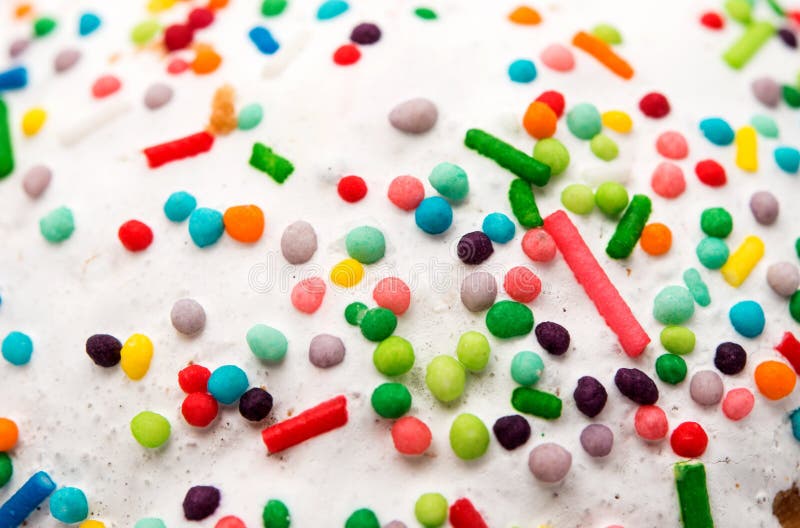 Multi-colored White Cake Pastry Sprinkles Stock Photo - Image of ...