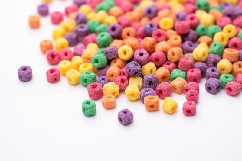 Multi-colored Whole Grain Cereal on a Glossy, White Surface Stock ...