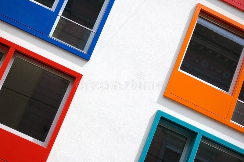 Background Walls of Bright Colored Buildings with Fire Escape / Bright ...