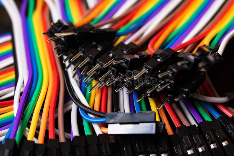 Multi Colored Wires for Electronic Devices Closeup Stock Image - Image ...