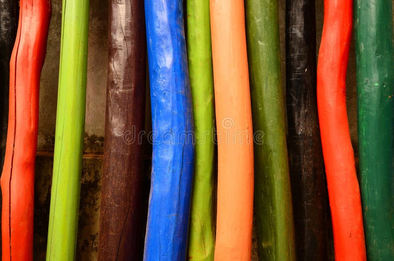 Multi Colored Wooden Sticks Arranged in a Row Stock Image - Image of ...