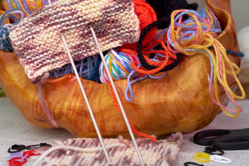 Multi-colored Wool for Knitting. Stock Image - Image of netting ...