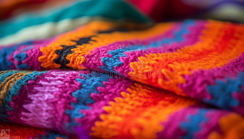 Multi Colored Wool Pattern, Vibrant Homemade Garment, Folded with ...