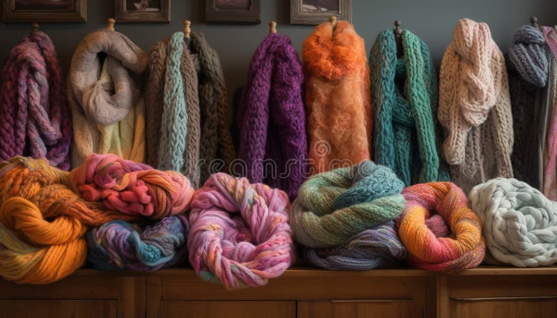 Multi Colored Wool Spool for Creative Winter Knitting and Textile ...