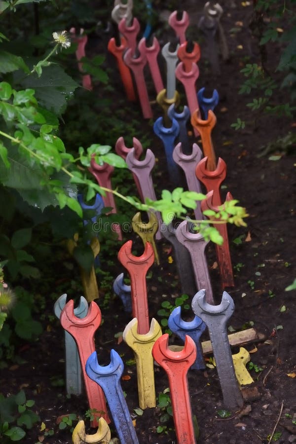 Multi-colored Wrenches in the Ground Stock Image - Image of decoration ...