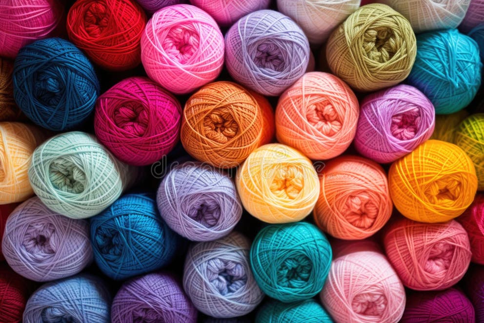 Multi-colored Yarn Balls Arranged in a Gradient Stock Image - Image of ...
