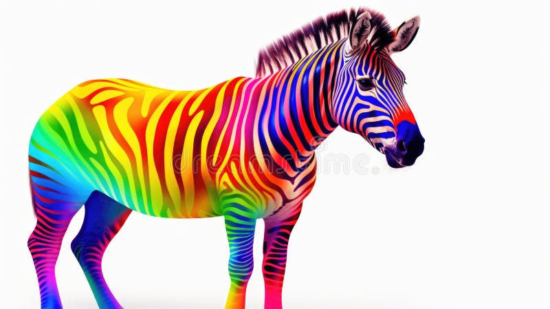 Multi-colored Zebra on a White Background. Modern Design Stock Photo ...