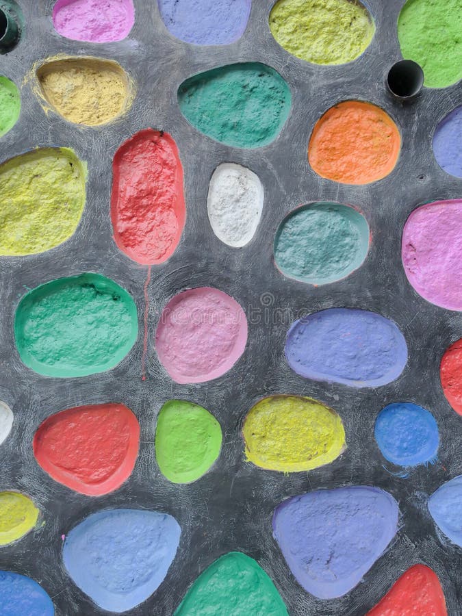Multi Coloredcircles on the Wall Stock Image - Image of building ...