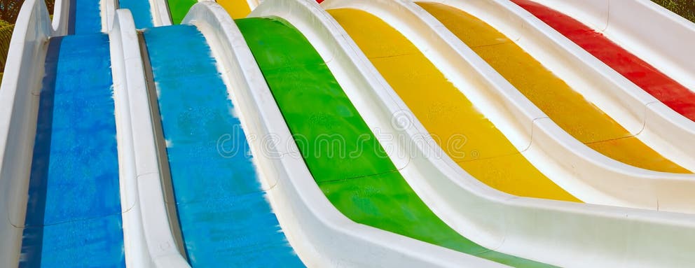 Colorful Plastic Water-slide in Swimming Pool Stock Image - Image of ...