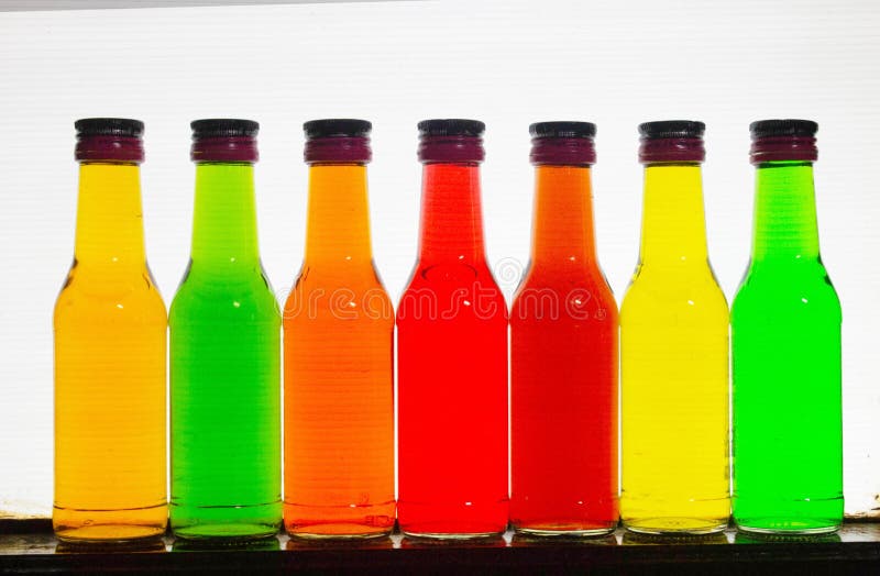 Multi Colors Bottle Glass on White Background Stock Image - Image of ...