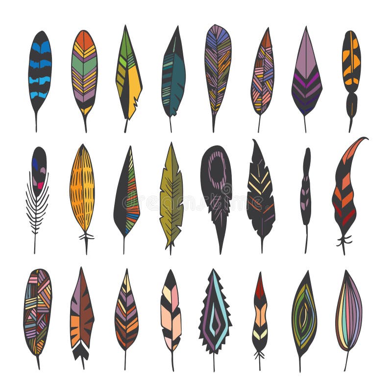 Multi Colors Feather on White Stock Vector - Illustration of background ...