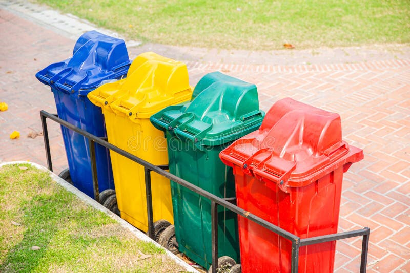 Clean Blue Plastic Rubbish Bin Urban Area Stock Photos - Free & Royalty ...
