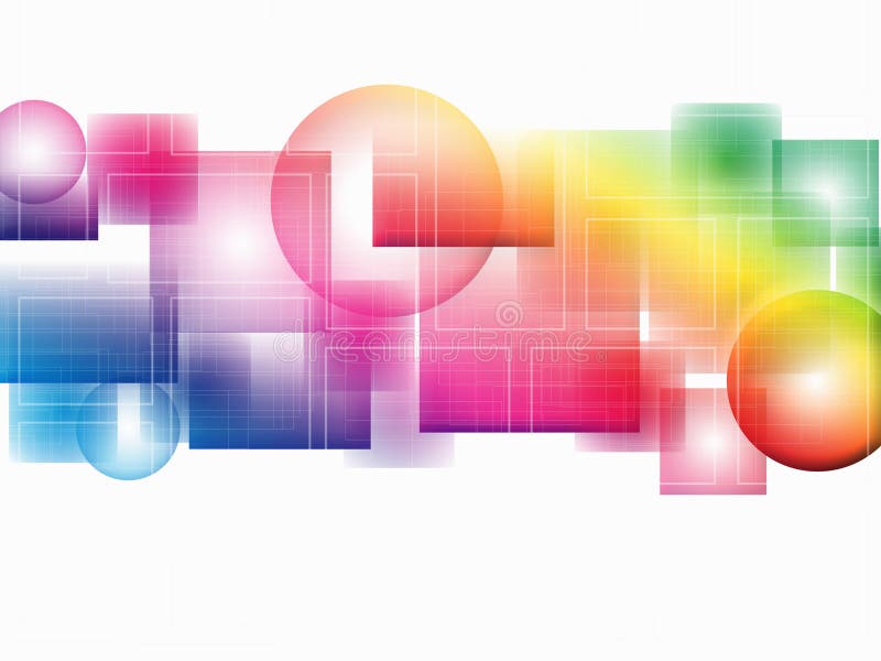 Multi-Colour Abstract Squares and Circles Stock Illustration ...