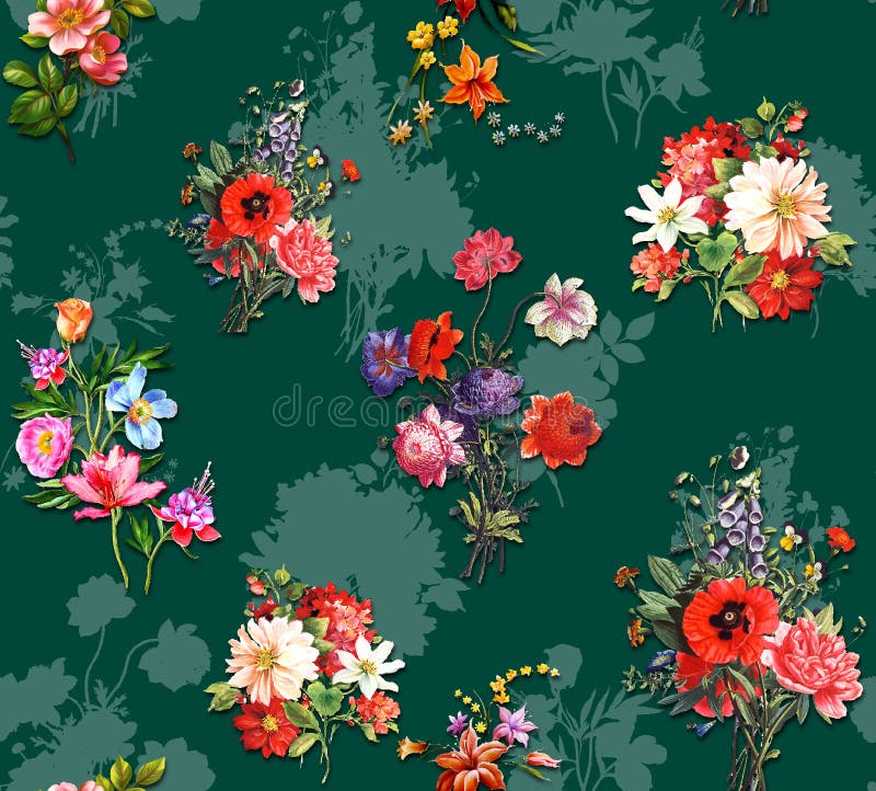 Flower Bunch Floral Butta with Blackground Stock Illustration ...