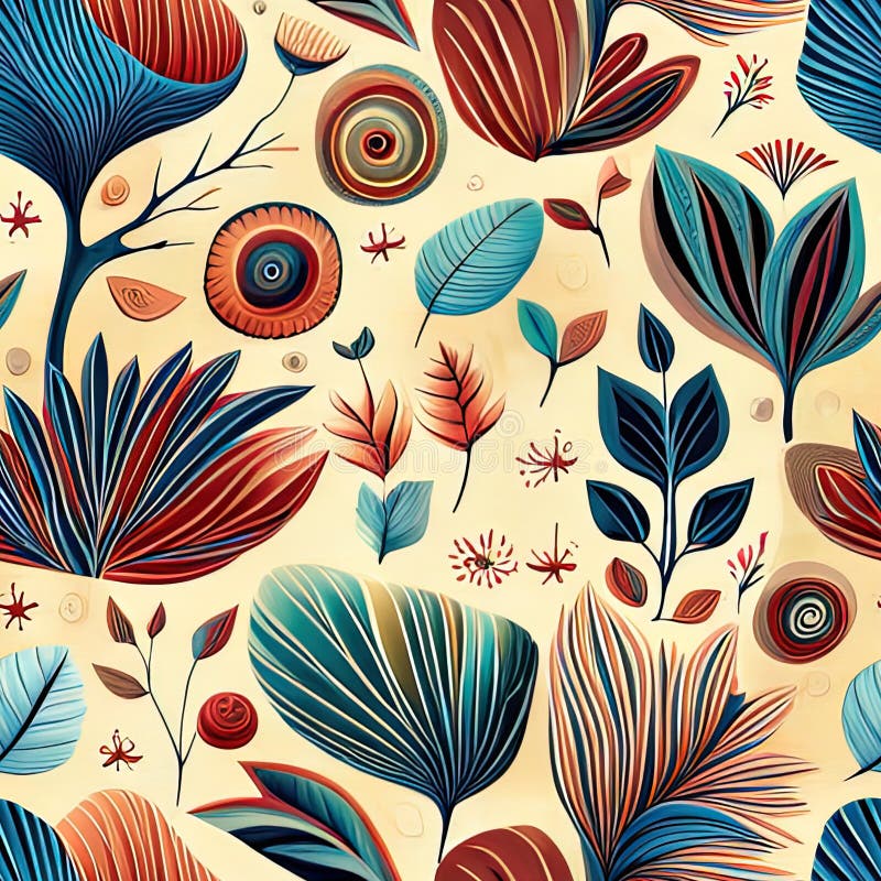 A Seamless, Pattern of Delicate Line Art in Multi Colour, with ...