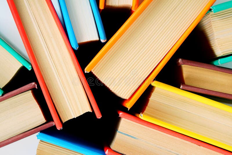 Multi-coloured Books from Above. Close Up. Stock Image - Image of heap ...