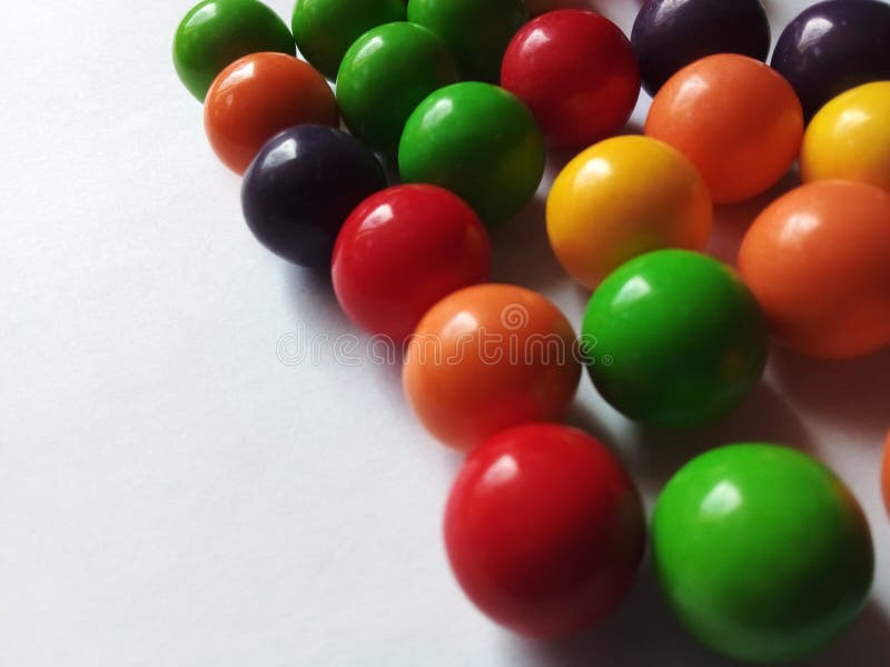 Multi Coloured Candy Gum Balls on White Background Stock Image - Image ...