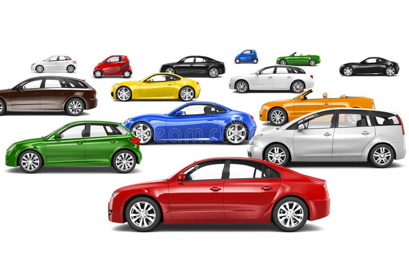 Multi-Coloured Cars All Facing Left Direction Stock Illustration ...