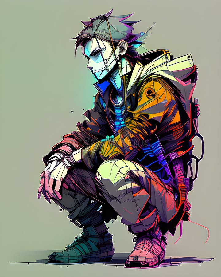 Multi Coloured Cartoon Ninja Stock Photo - Image of drawing, painting ...