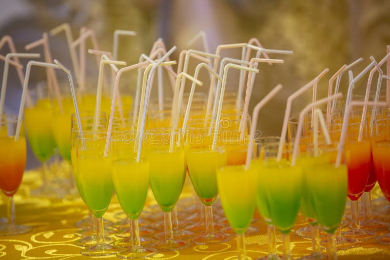 Multi-coloured Cocktail Drinks on a Wedding Reception. Stock Image ...