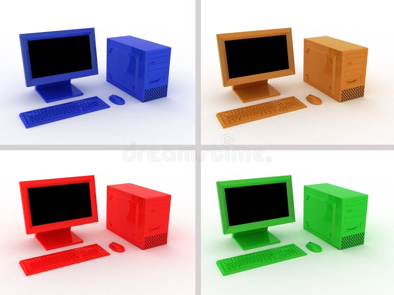 Multi-coloured computers stock illustration. Illustration of shape ...